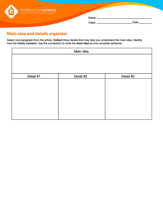 The Case of the Pea Milk: Main Ideas and Supporting Details ...